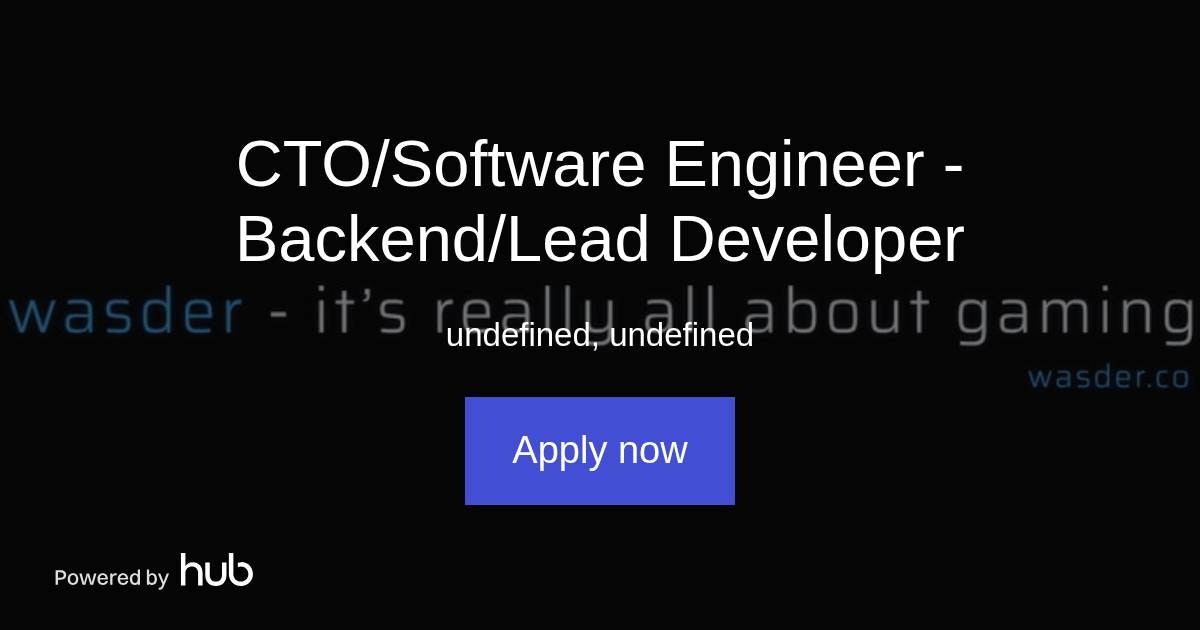 The Hub | CTO/Software Engineer - Backend/Lead Developer | Wasder AB