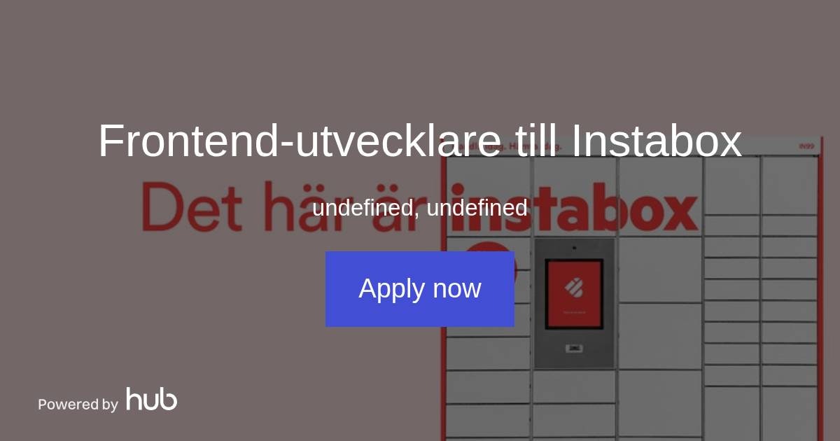 The Hub | Frontend-utvecklare till Instabox | Instabox
