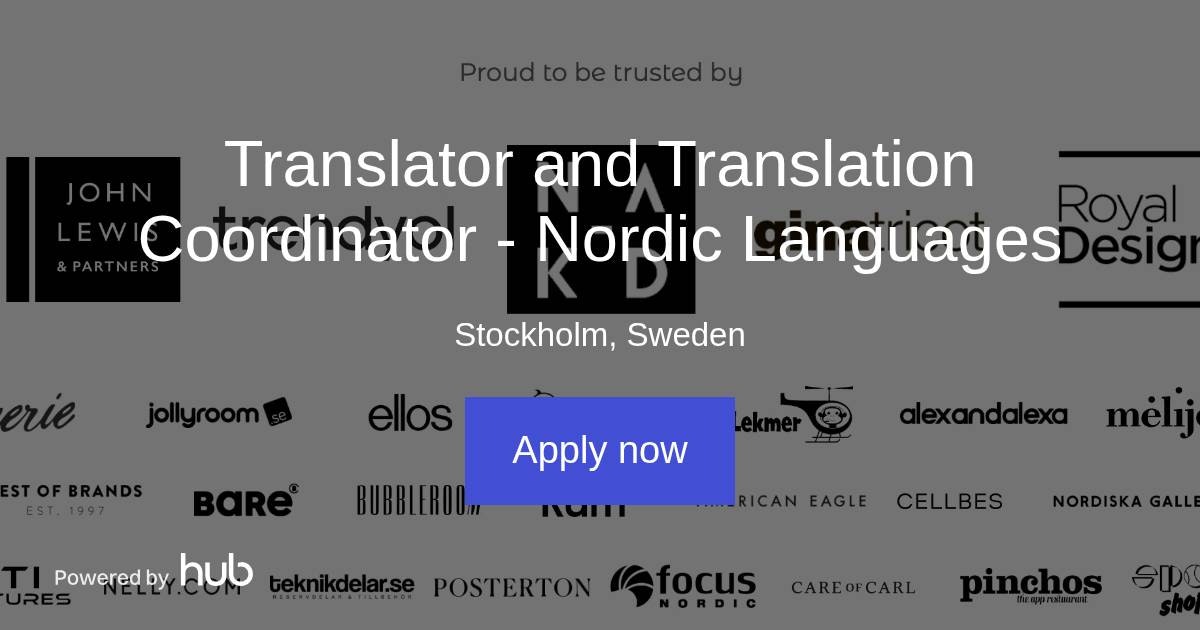 The Hub | Translator and Translation Coordinator - Nordic Languages ...