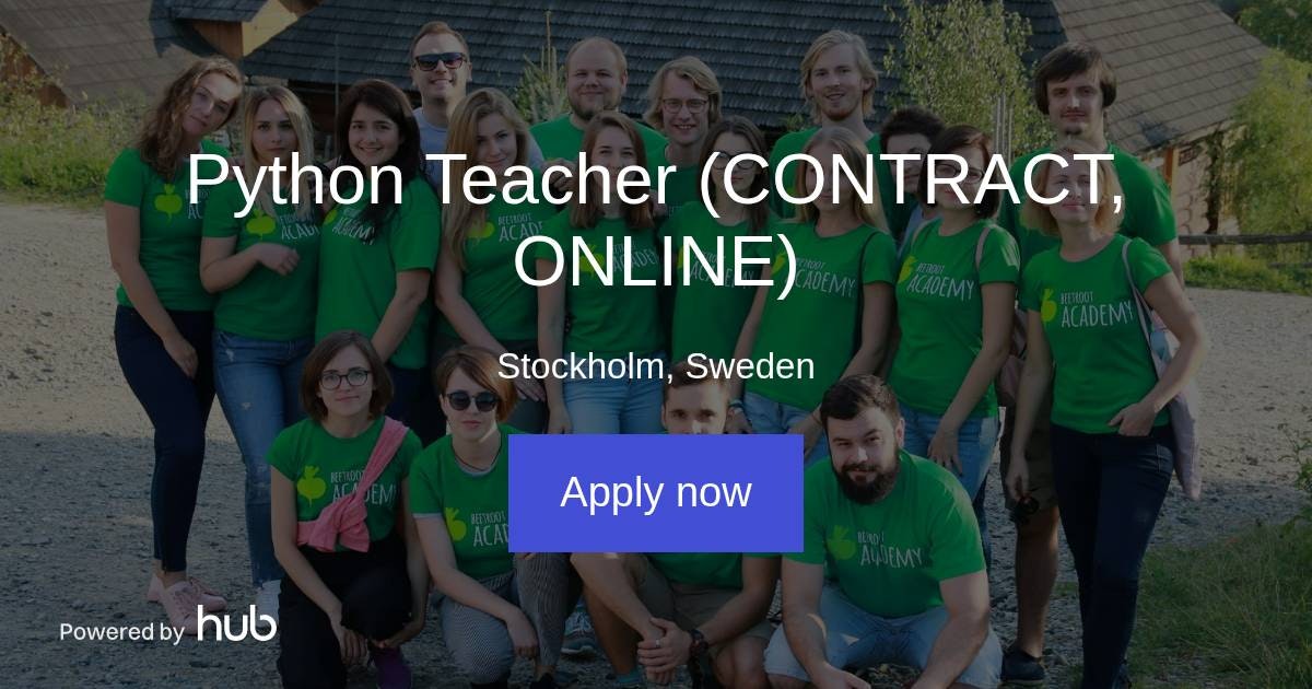 The Hub | Python Teacher (CONTRACT, ONLINE) | Beetroot Academy Stockholm