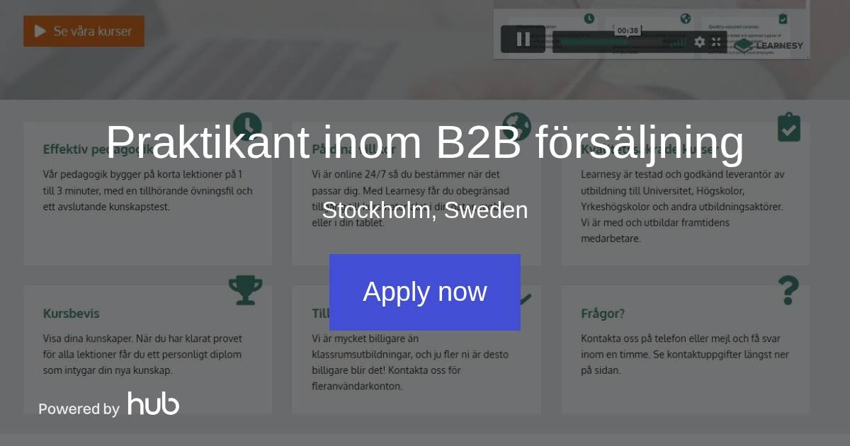 The Hub | Praktikant inom B2B försäljning | Learnesy