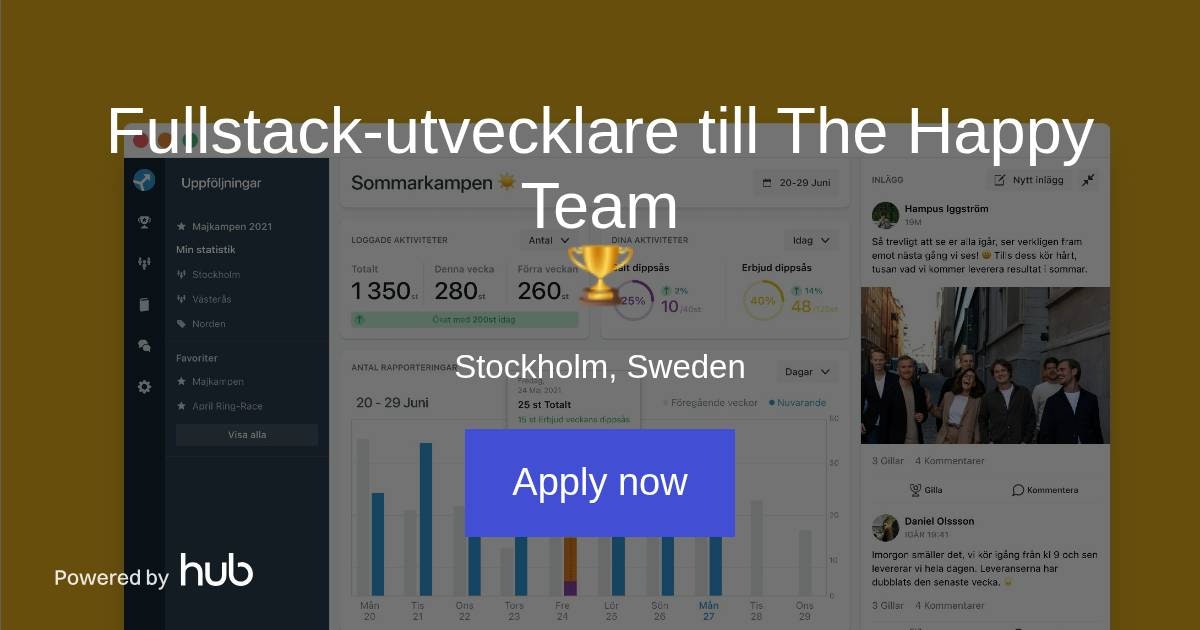 The Hub | Fullstack-utvecklare till The Happy Team 🏆 | PushAppy
