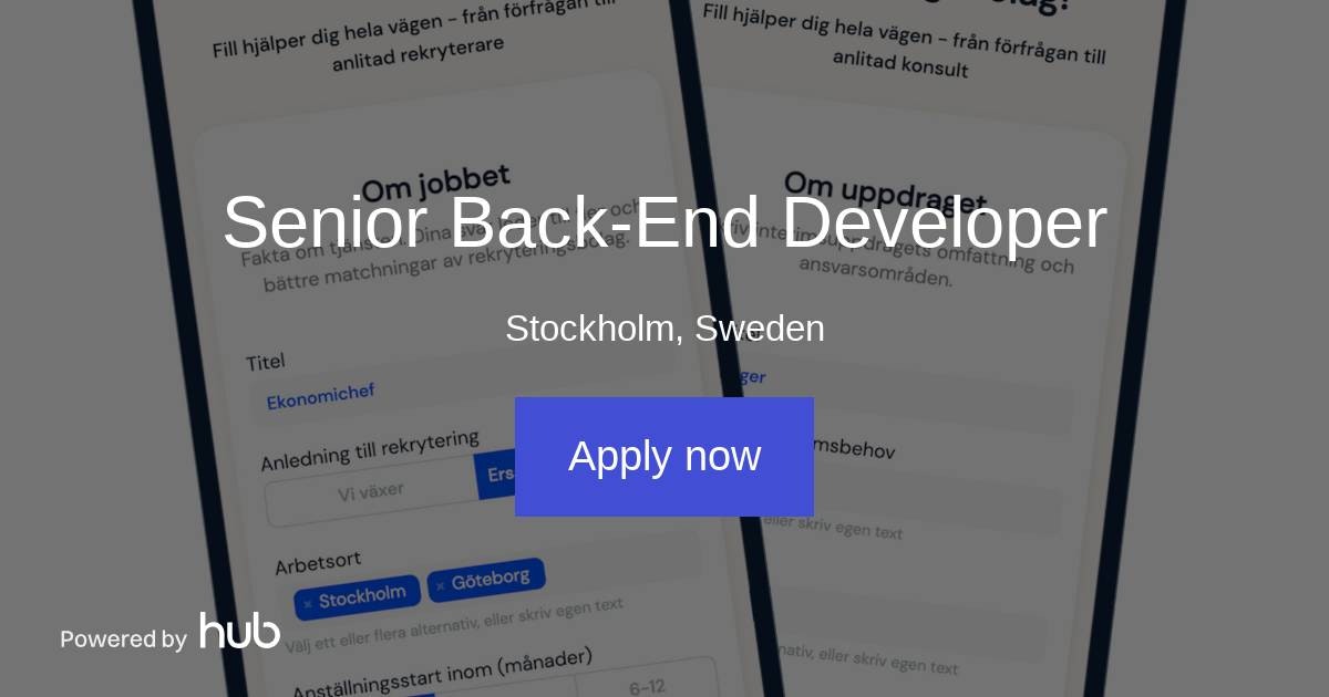 The Hub | Senior Back-End Developer | Fill