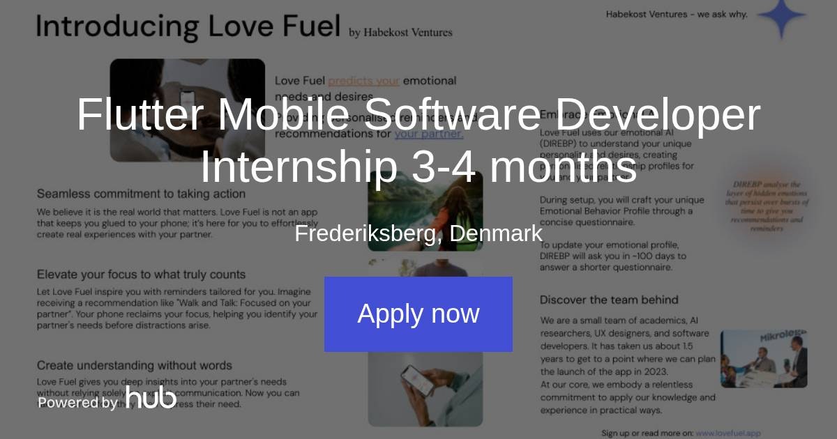 The Hub | Flutter Mobile Software Developer Internship 3-4 months | Love Fuel