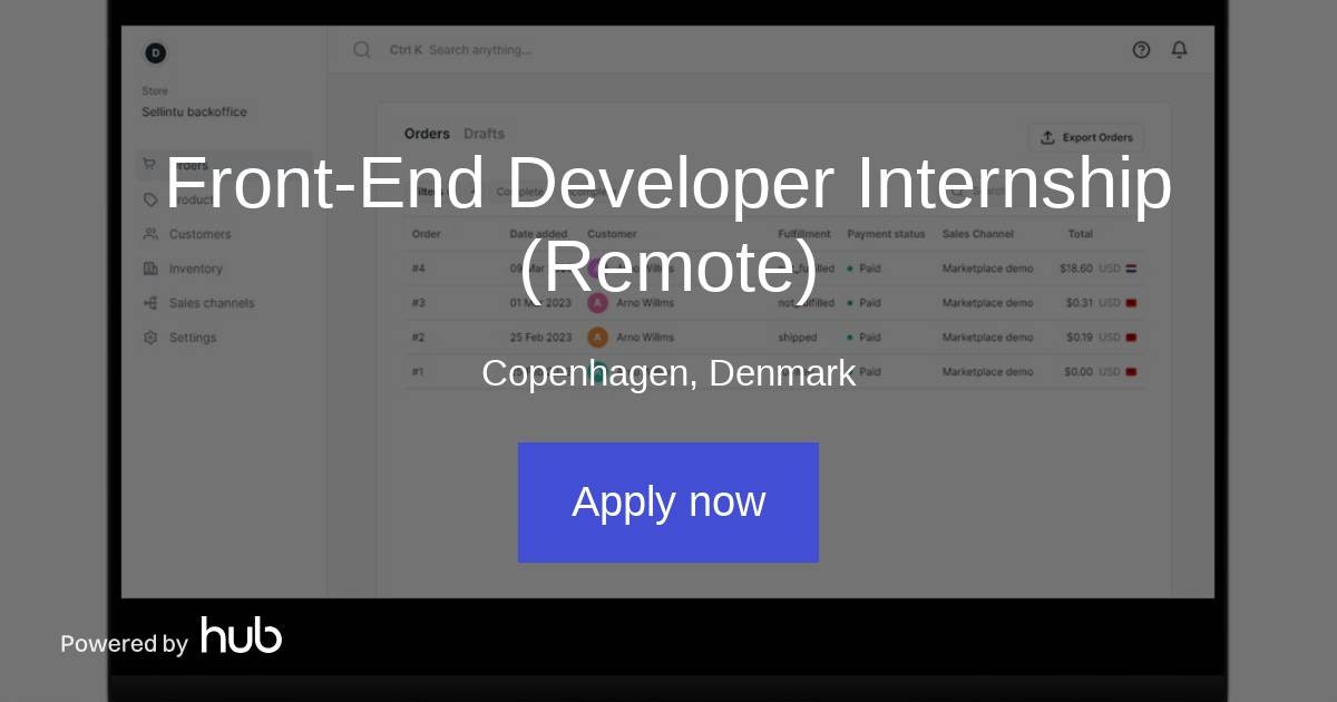 The Hub | Front-End Developer Internship (Remote) | Sellintu ApS