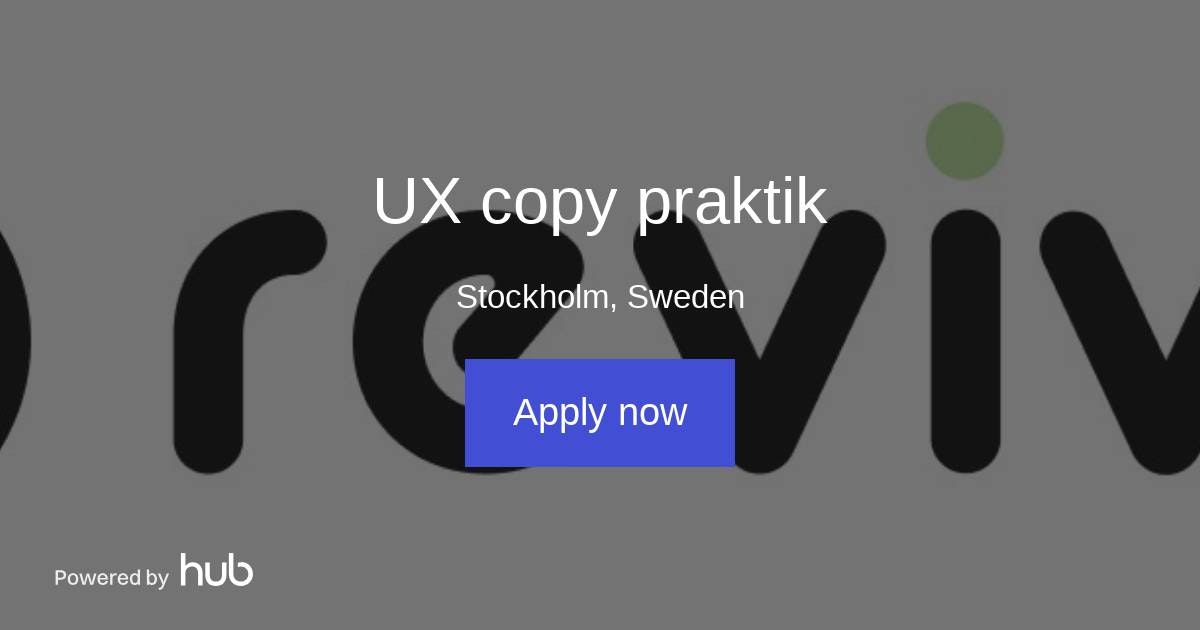 The Hub | UX copy praktik | Revive