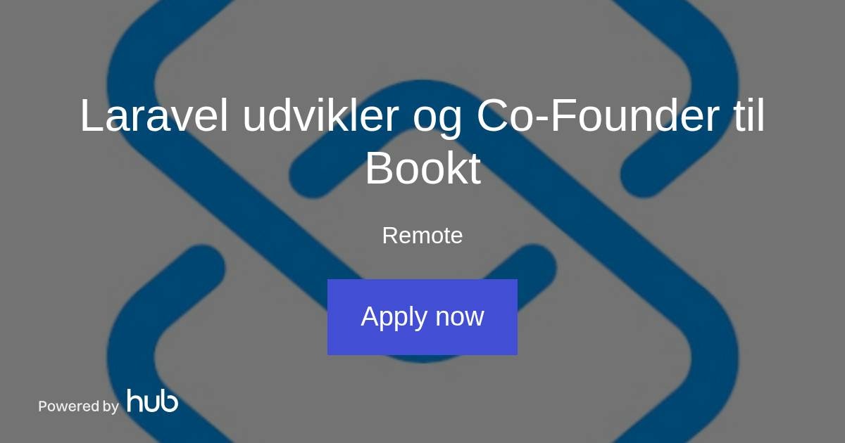The Hub | Laravel udvikler og Co-Founder til Bookt | Bookt
