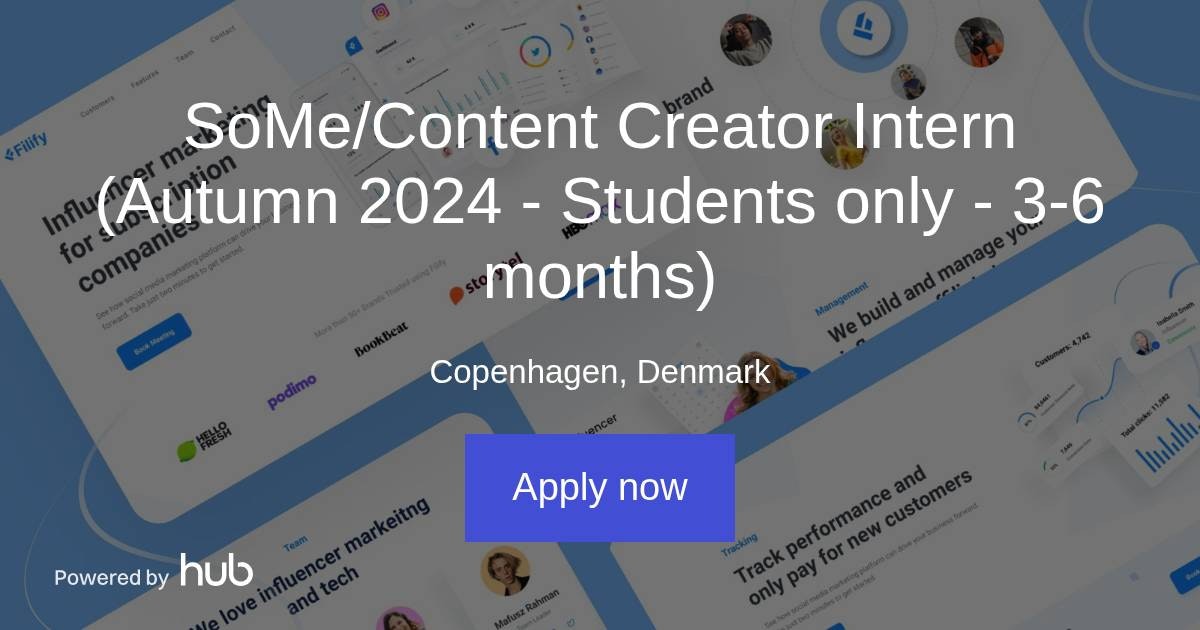 The Hub | SoMe/Content Creator Intern (Autumn 2024 - Students only - 3-6 months) | Filify