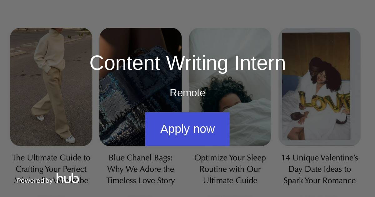 The Hub | Content Writing Intern | The Sunday Snug