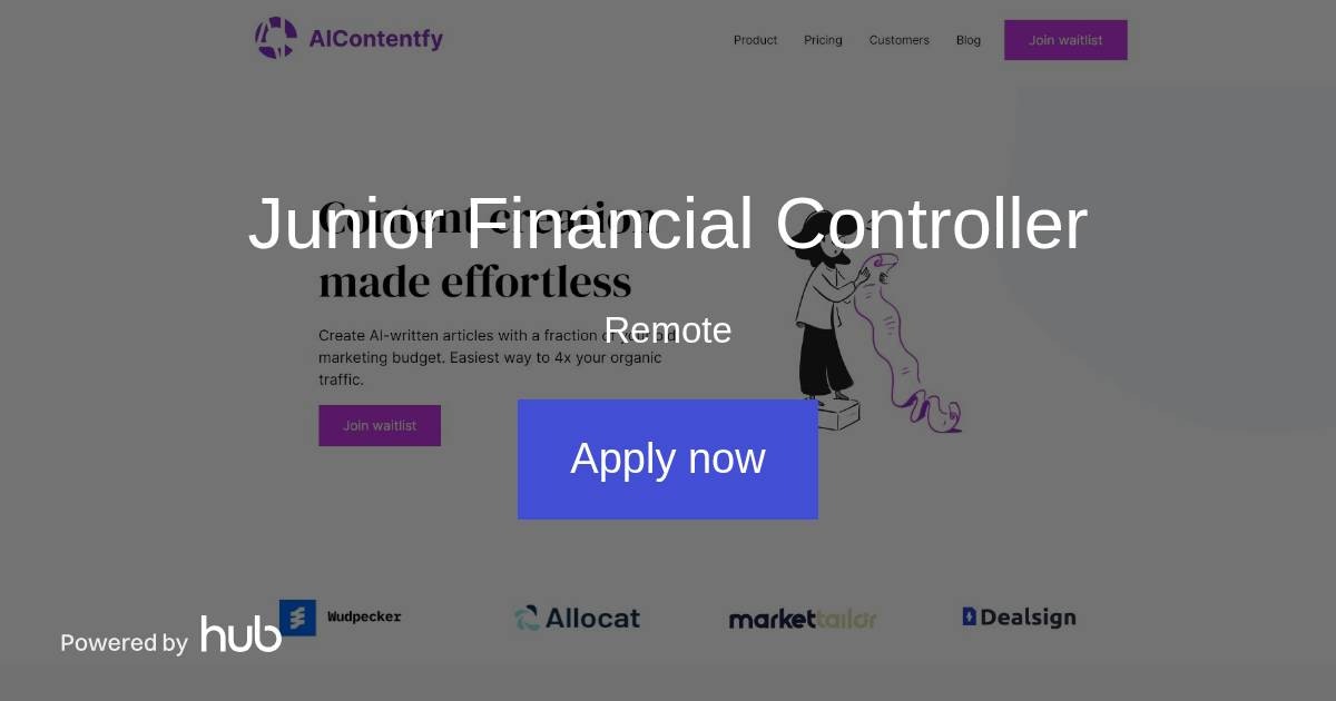 The Hub | Junior Financial Controller | AIContentfy