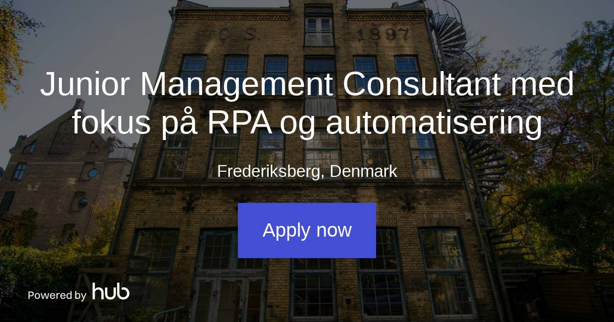 The Hub | Junior Management Consultant med fokus på RPA og automatisering | Personae