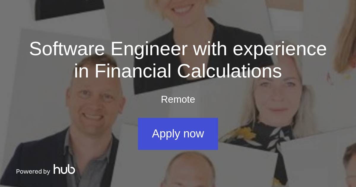 The Hub | Software Engineer with experience in Financial Calculations | Dreamplan.io